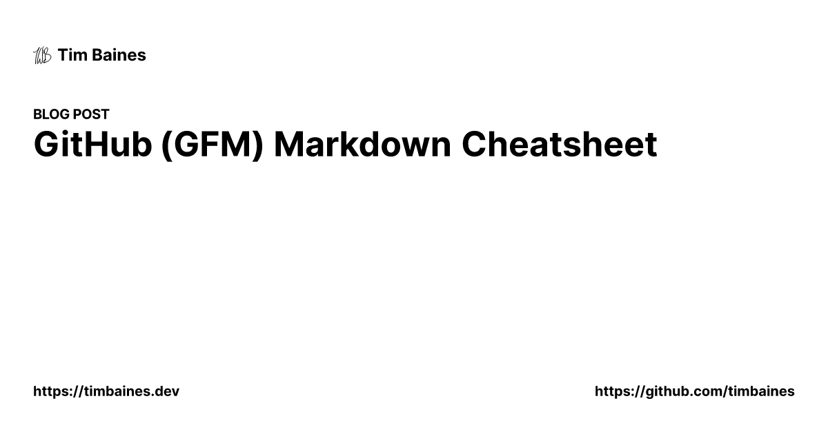 GitHub (GFM) Markdown Cheatsheet